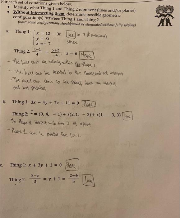 Solved For each set of equations given below: - Identify | Chegg.com