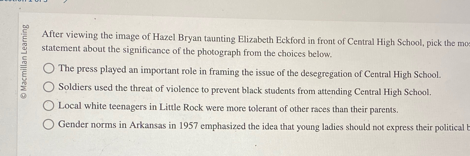 Solved After viewing the image of Hazel Bryan taunting | Chegg.com