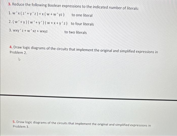 Solved 3. Reduce the following Boolean expressions to the | Chegg.com