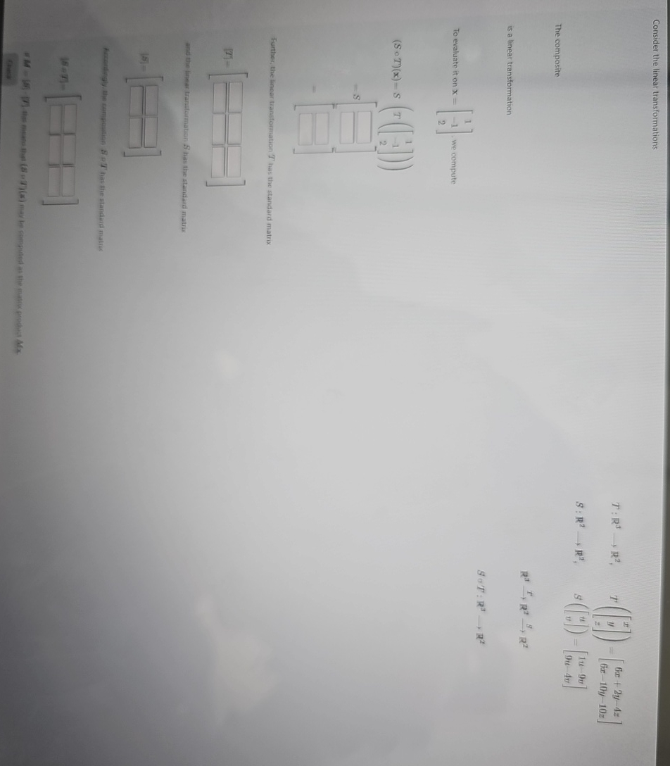 Solved Consider the linear transformations)y(z)(vThe | Chegg.com