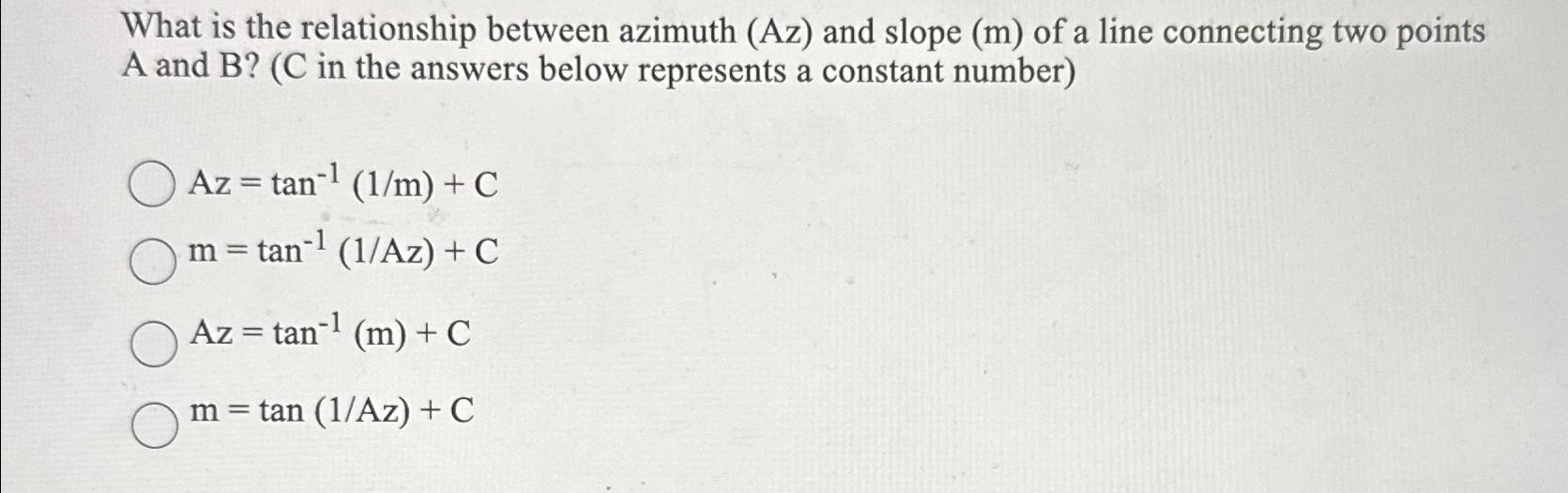 Solved What is the relationship between azimuth (Az) ﻿and | Chegg.com