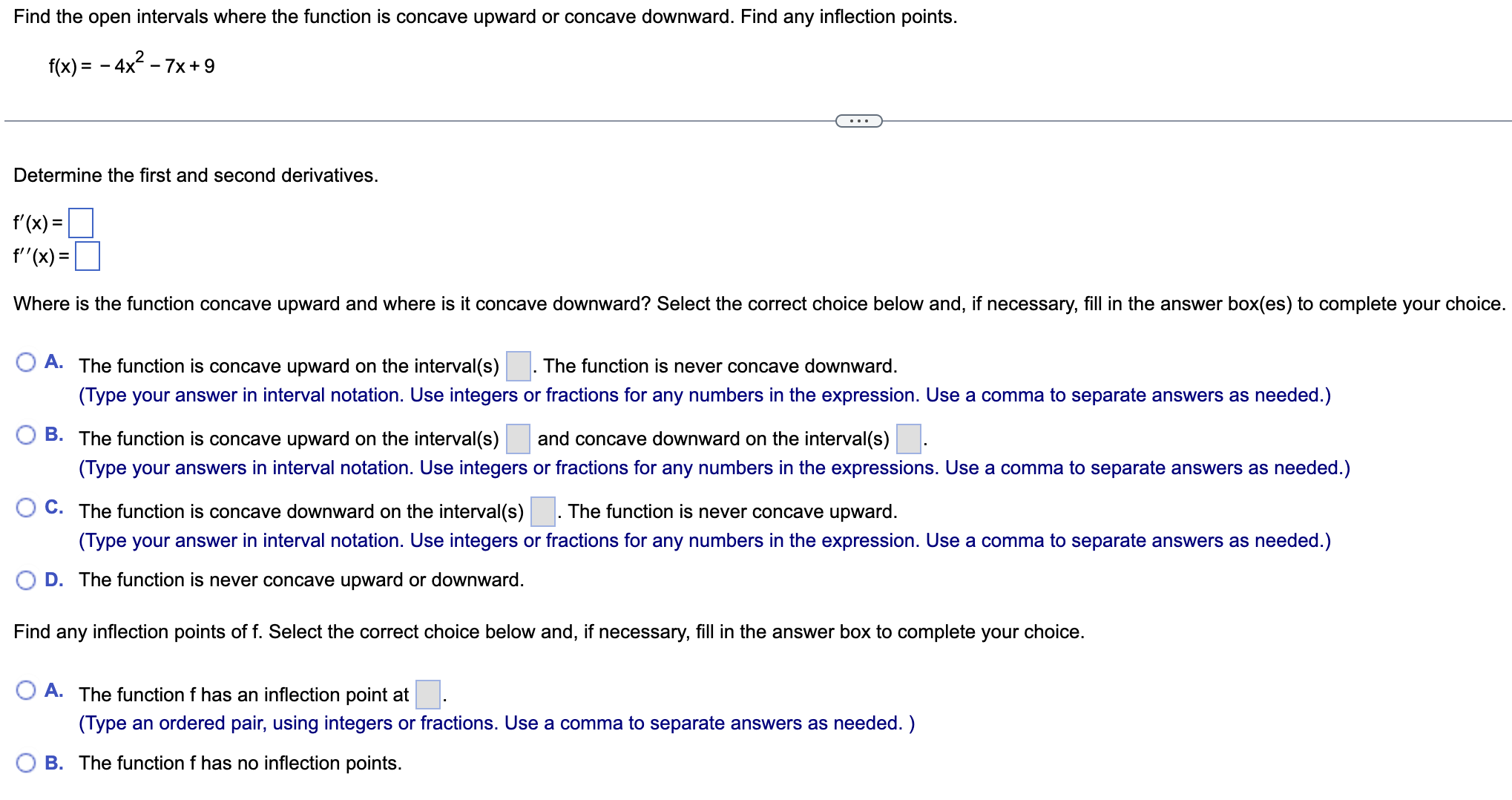 Solved Find the open intervals where the function is concave | Chegg.com