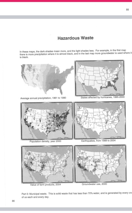 Solved 85 Hazardous Waste In these maps, the dark shades | Chegg.com