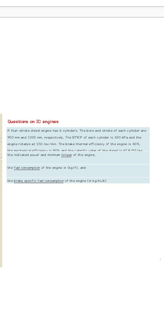 Solved Questions on IC engines A four-stroke diesel engine | Chegg.com