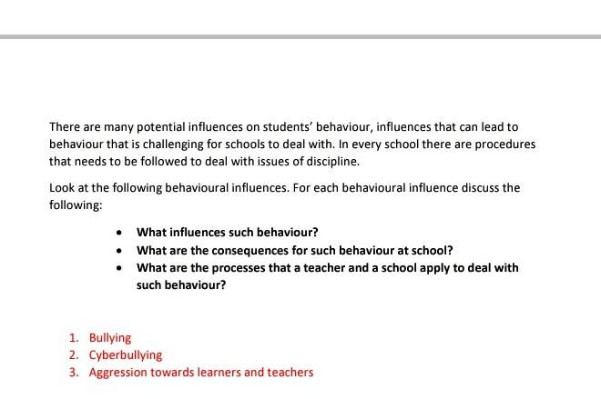 Solved There are many potential influences on students' | Chegg.com
