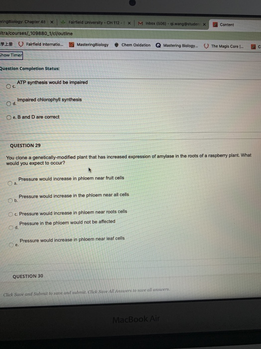 Solved * MasteringBiology: Chapter 48 X Fairfield University | Chegg.com