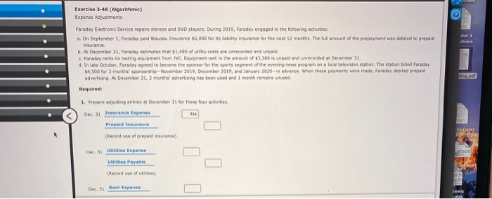 Solved ter 3 Exercise 3-48 (Algorithmic) Expense Adjustments | Chegg.com