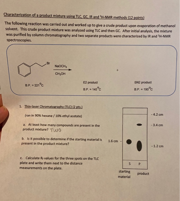 Solved Characterization of a product mixture using TLC, GC, | Chegg.com
