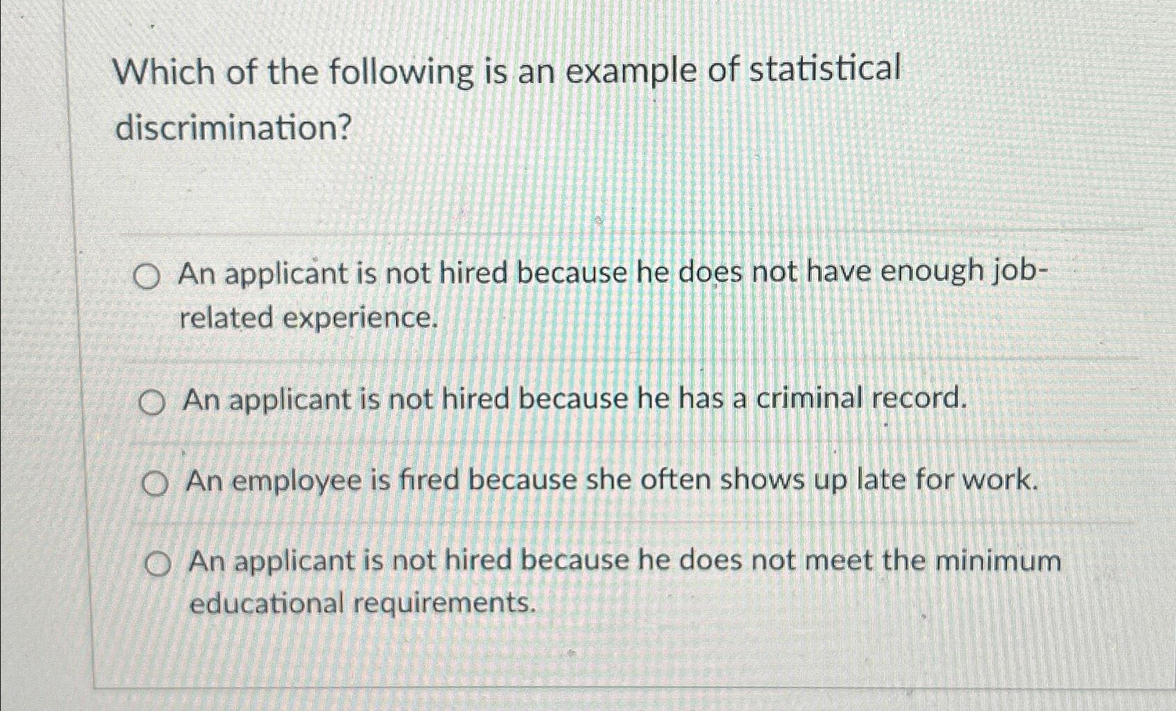 Solved Which of the following is an example of statistical | Chegg.com