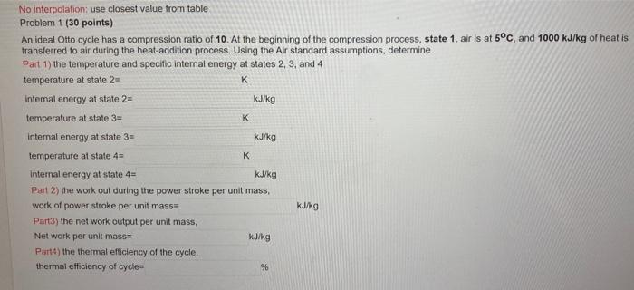 Solved No interpolation: use closest value from table. | Chegg.com