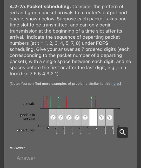 Solved 4.2-7a.Packet scheduling. Consider the pattern of red | Chegg.com