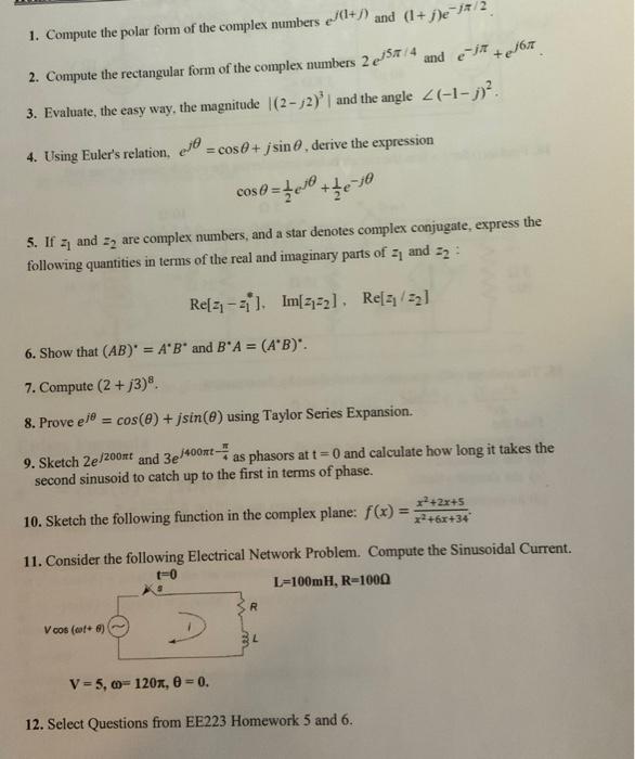 Solved 1. Compute the polar form of the complex numbers | Chegg.com