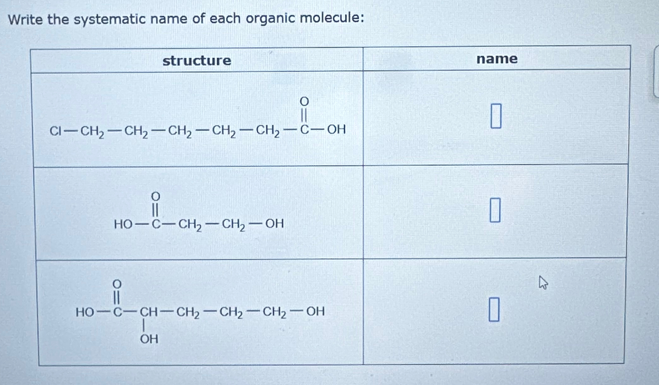 Solved Write the systematic name of each organic | Chegg.com