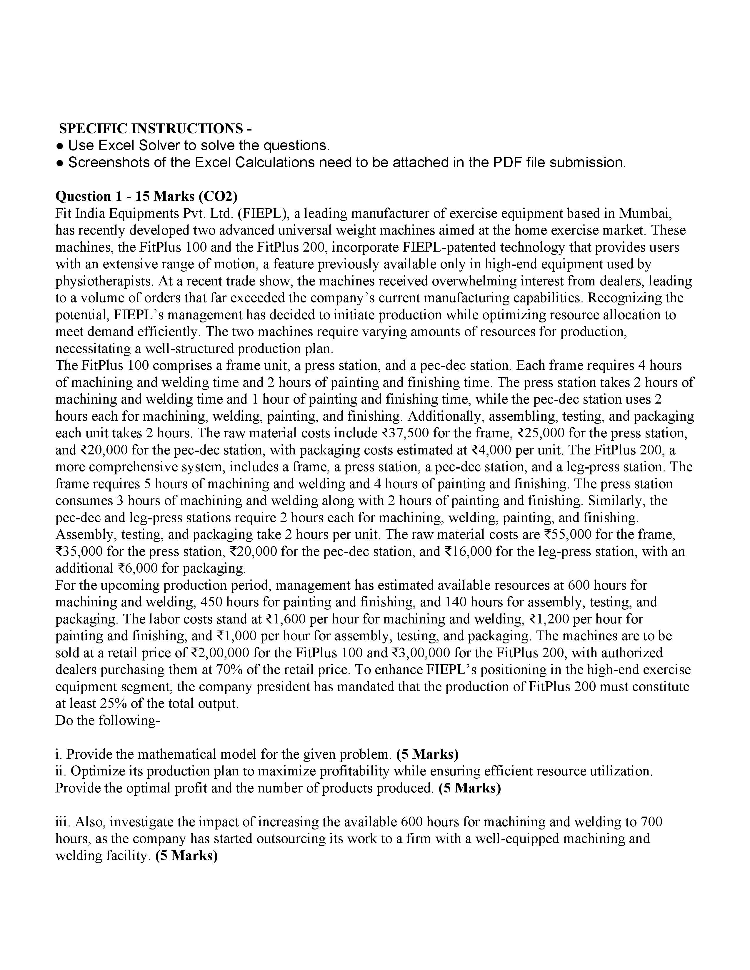 i. ﻿Provide the mathematical model for the given | Chegg.com