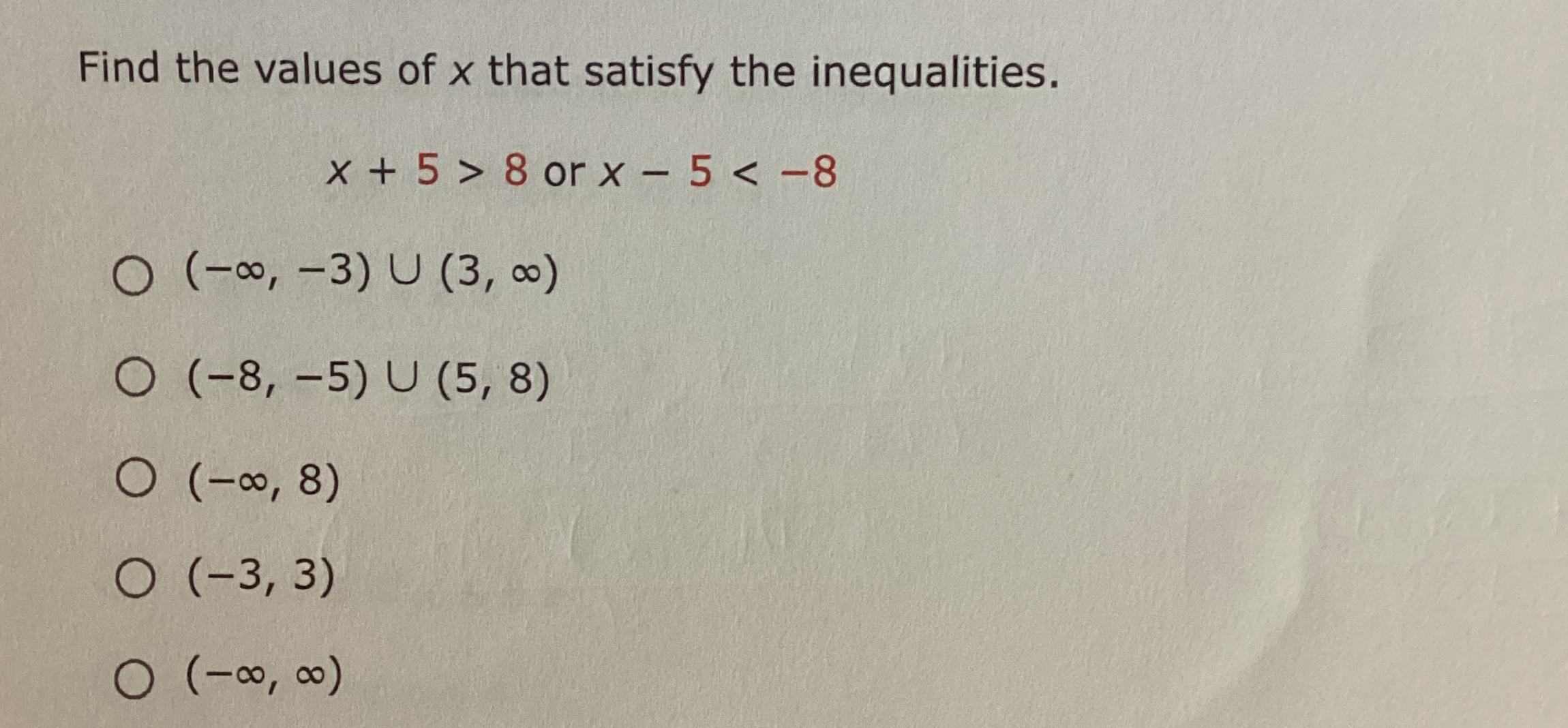 Solved Find the values of x ﻿that satisfy the | Chegg.com
