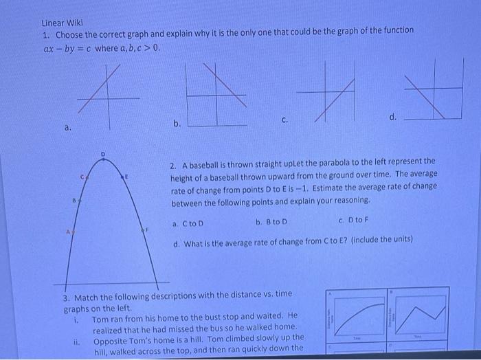Solved Linear Wiki 1. Choose the correct graph and explain | Chegg.com