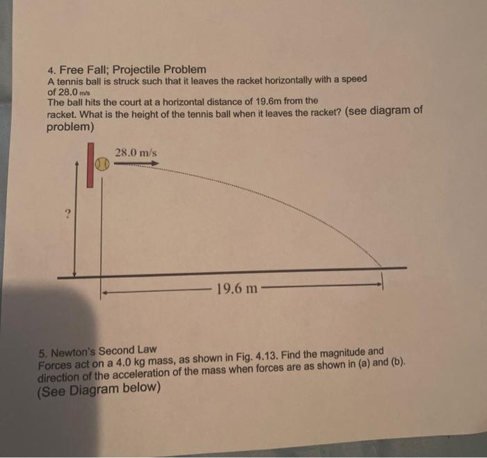 Solved Free Fall Projectile Problem The the het. What is the | Chegg.com
