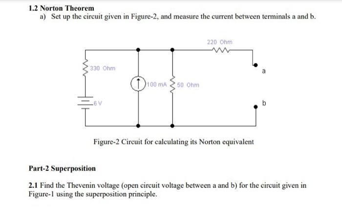 Solved 1.2 Norton Theorem a) Set up the circuit given in | Chegg.com