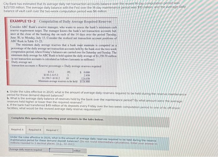 Solved City Bank has estimated that its average dally net | Chegg.com