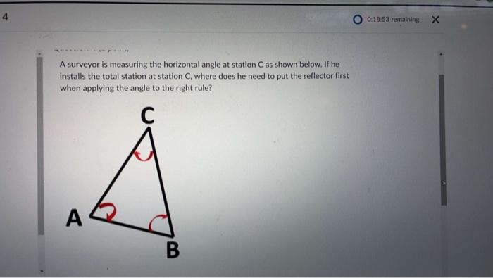Solved A surveyor is measuring the horizontal angle at | Chegg.com