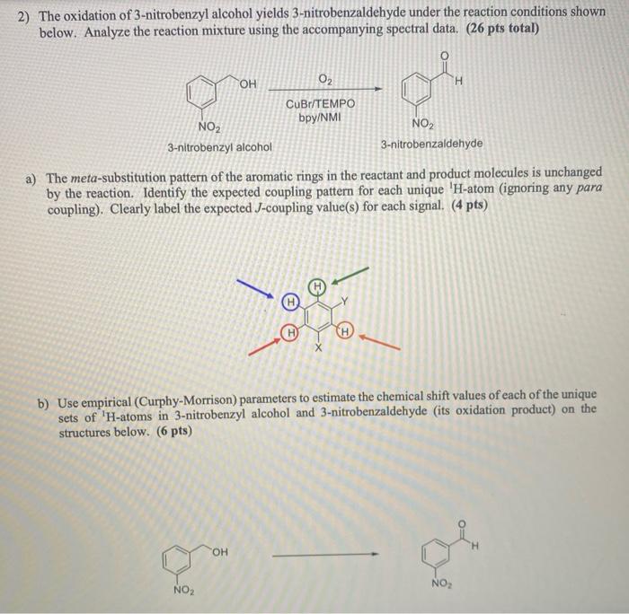 Solved 2) The oxidation of 3-nitrobenzyl alcohol yields | Chegg.com