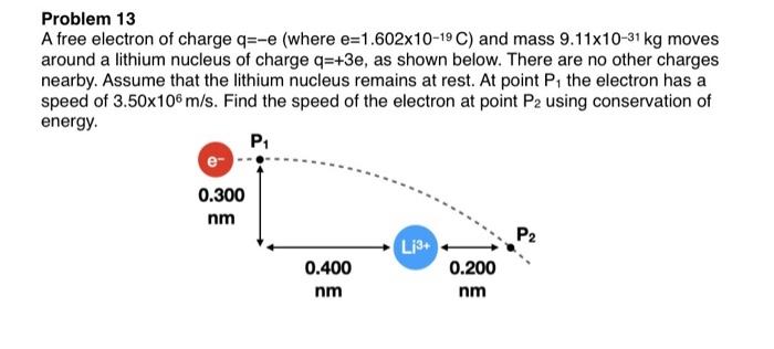 Solved Problem 13 around a lithium nucleus of charge q=+3e, | Chegg.com
