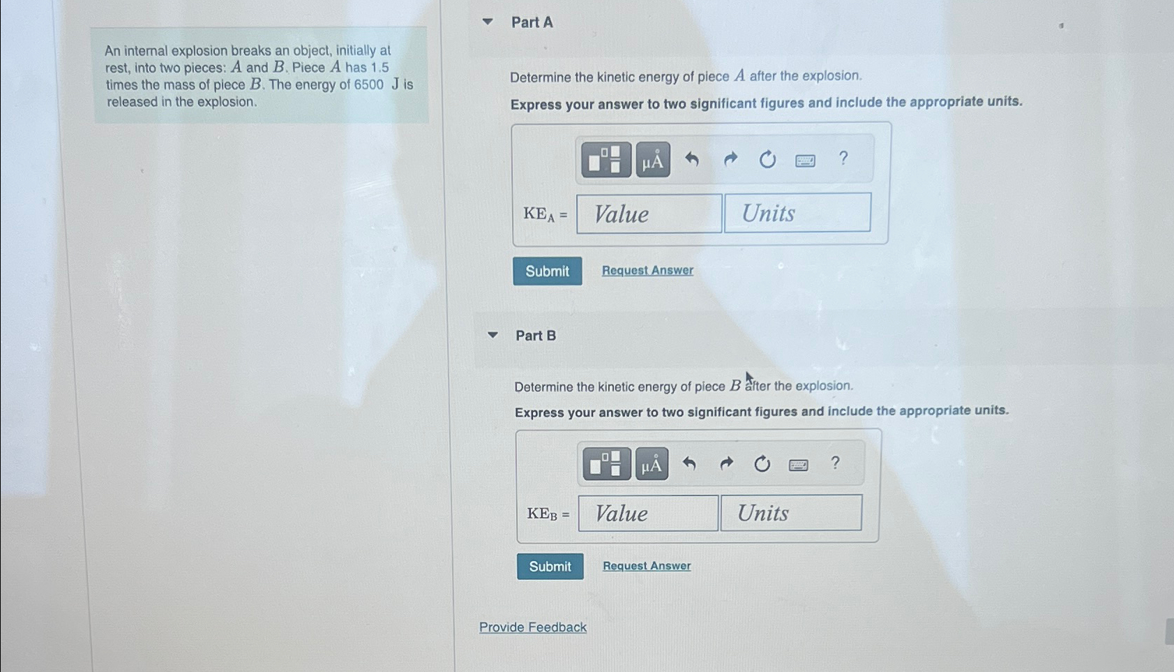 Solved Part AAn internal explosion breaks an object, | Chegg.com