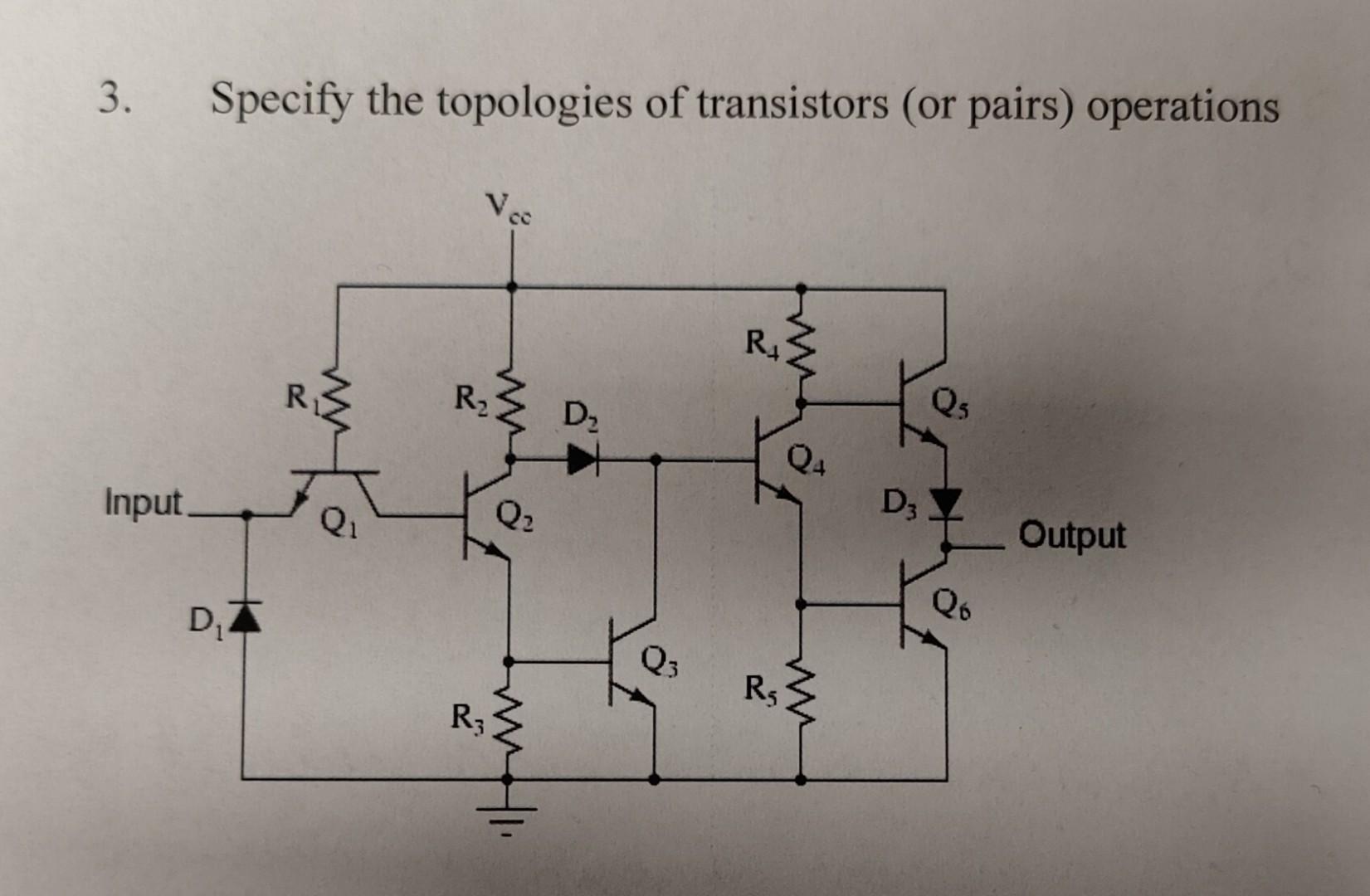 Solved 3. Specify the topologies of transistors (or pairs) | Chegg.com