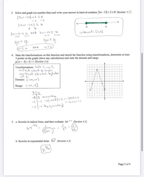 Solved MATH 105 Practice Exam 2 Name: Solution kay Section | Chegg.com