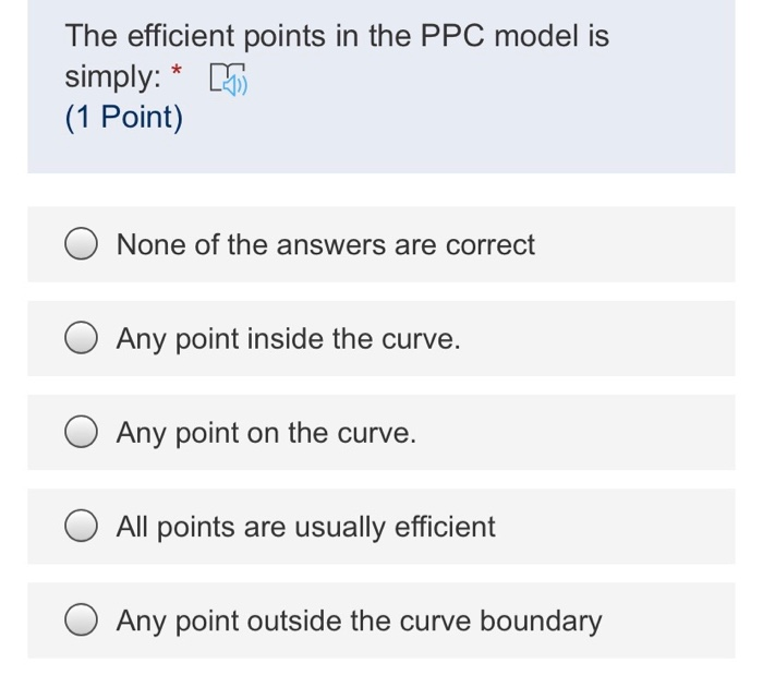 Solved The efficient points in the PPC model is simply: * | Chegg.com