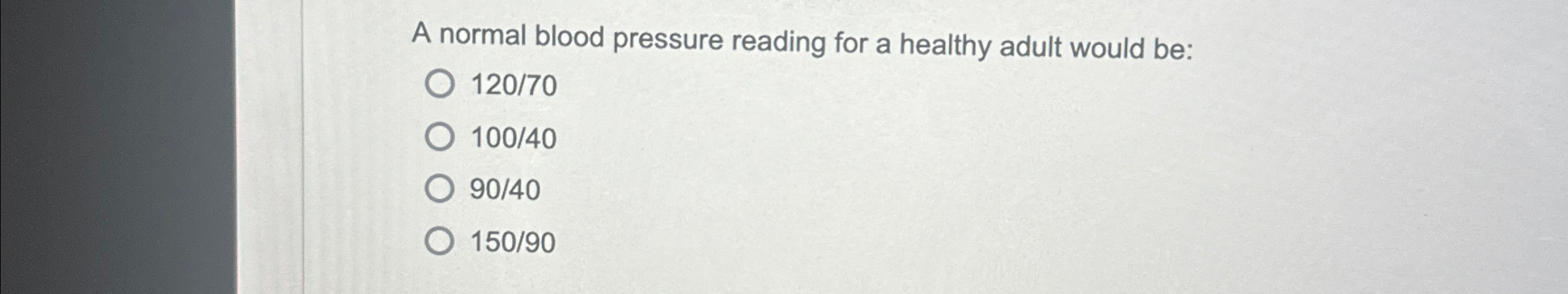 Solved A normal blood pressure reading for a healthy adult | Chegg.com