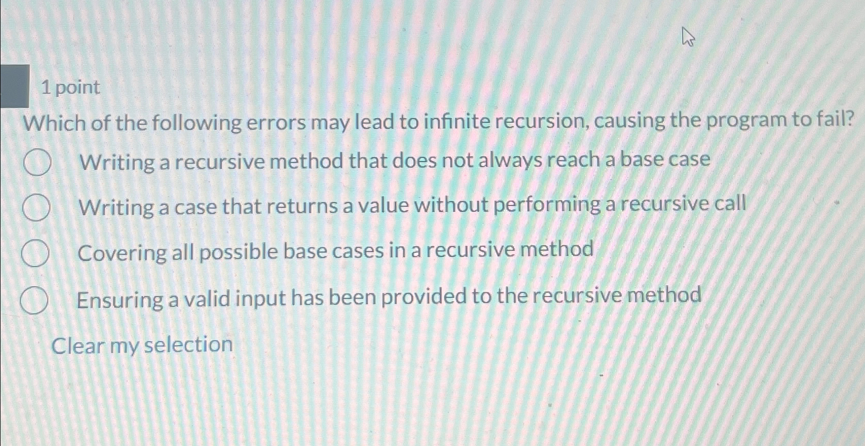 Solved 1 ﻿pointWhich of the following errors may lead to | Chegg.com