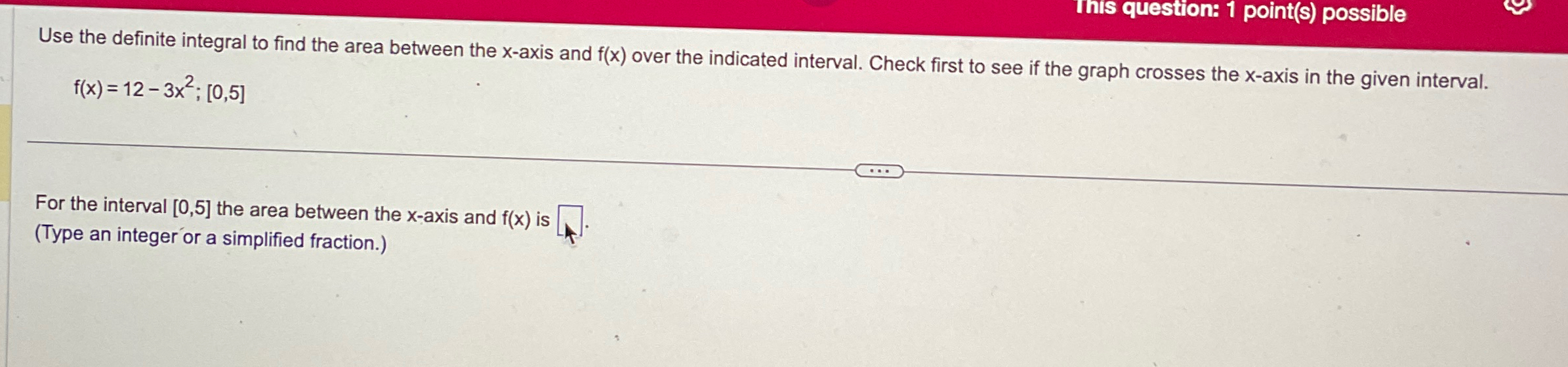 Solved Inis question: 1 ﻿point(s) ﻿possibleUse the definite | Chegg.com