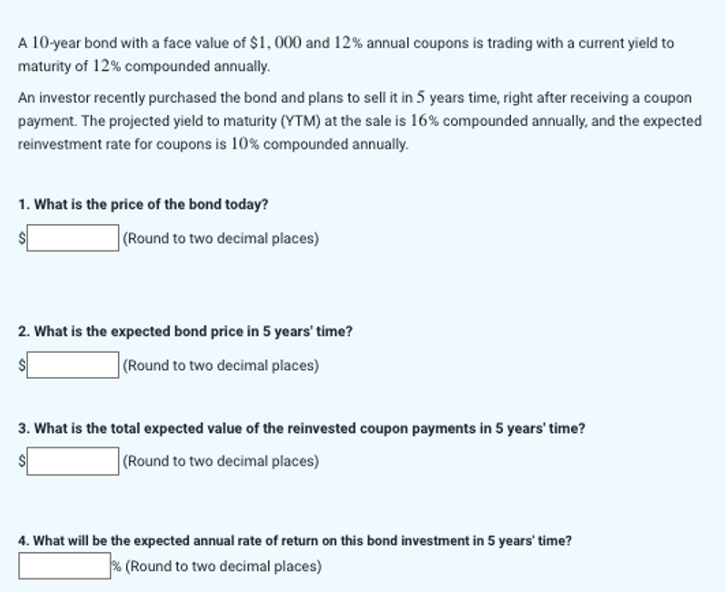 Solved A 10 -year bond with a face value of $1,000 ﻿and 12% | Chegg.com