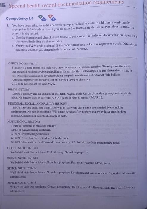 Solved 15 Special health record documentation requirements | Chegg.com