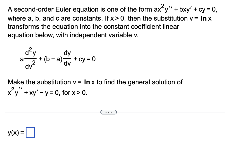 A Second Order Euler Equation Is One Of The Form