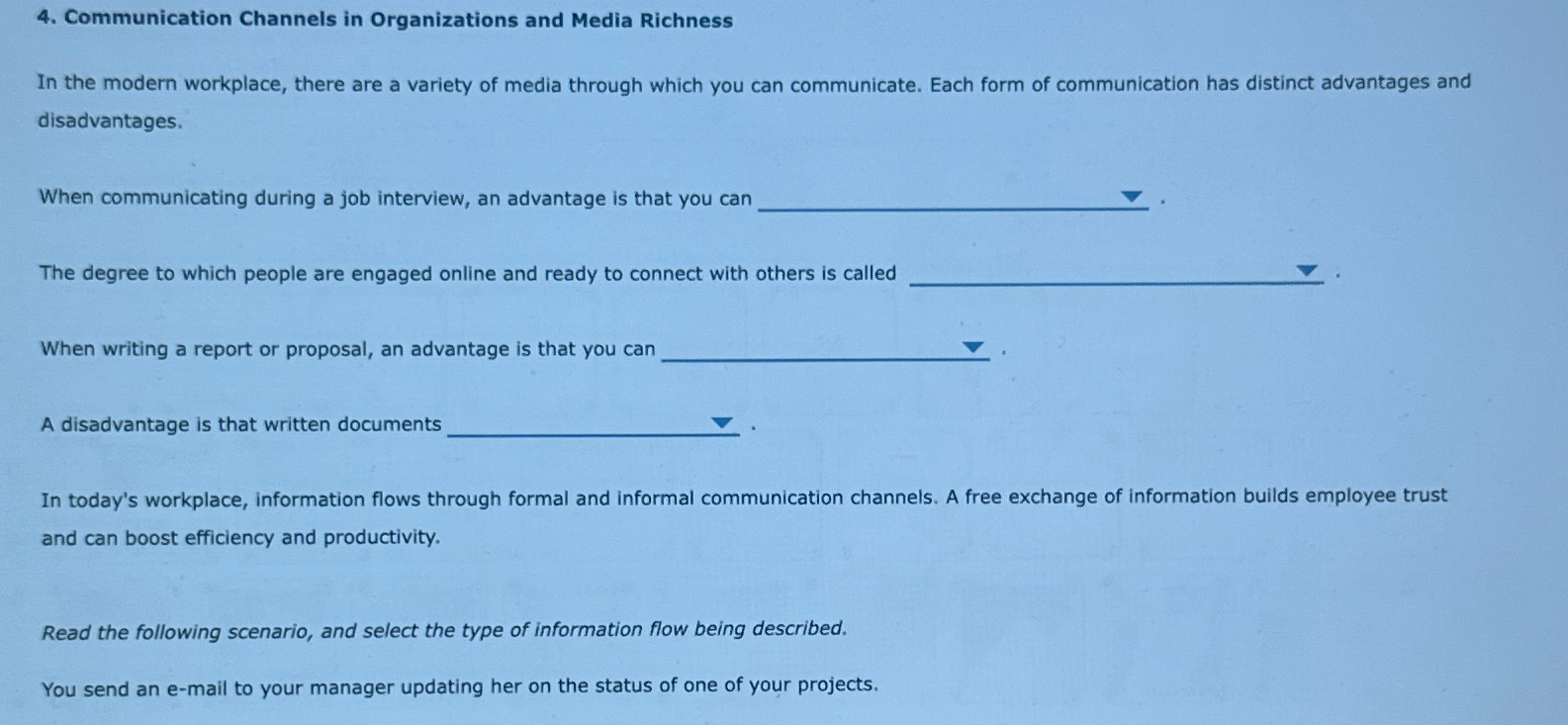 Solved Communication Channels in Organizations and Media | Chegg.com