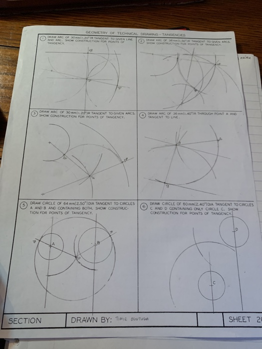 GEOMETRY OF TECHNICAL DRAWING-TANGENCIES DRAW ARC OF | Chegg.com