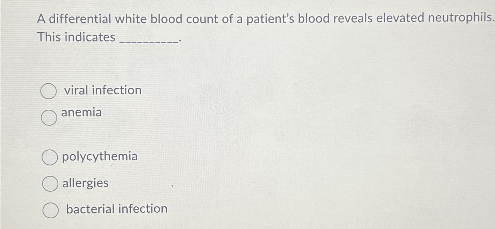 Solved A differential white blood count of a patient's blood | Chegg.com