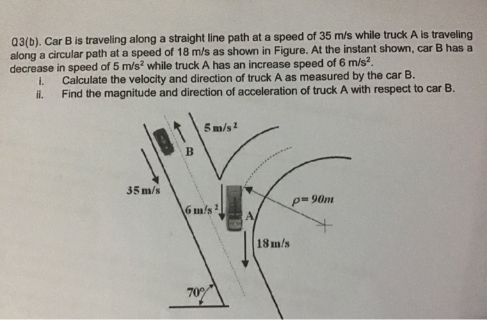 Solved 031b). Car B is traveling along a straight line path | Chegg.com
