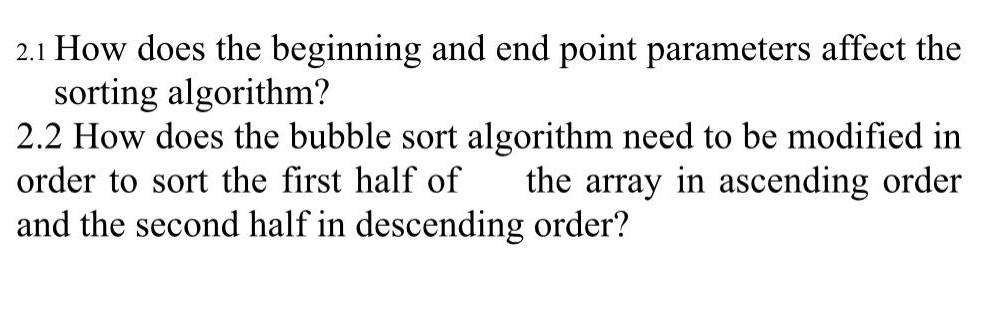 Solved 2.1 How does the beginning and end point parameters | Chegg.com