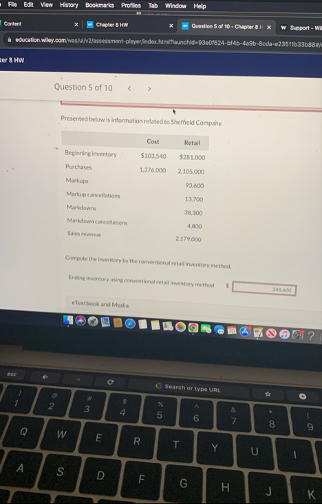 Solved Question 5 ﻿of 10ter 8 ﻿HWPresented below is | Chegg.com