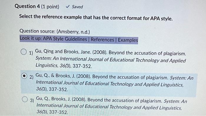 What is the correct in-text reference format for a | Chegg.com