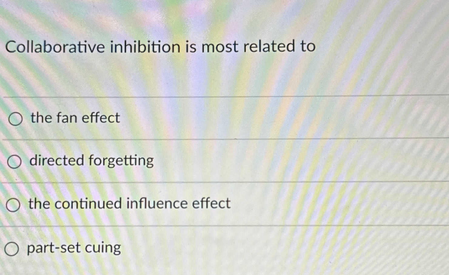 Solved Collaborative inhibition is most related tothe fan | Chegg.com