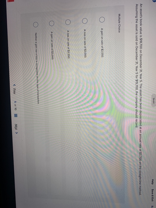 Solved Saved Help Save & Exit SO An asset's book value is | Chegg.com