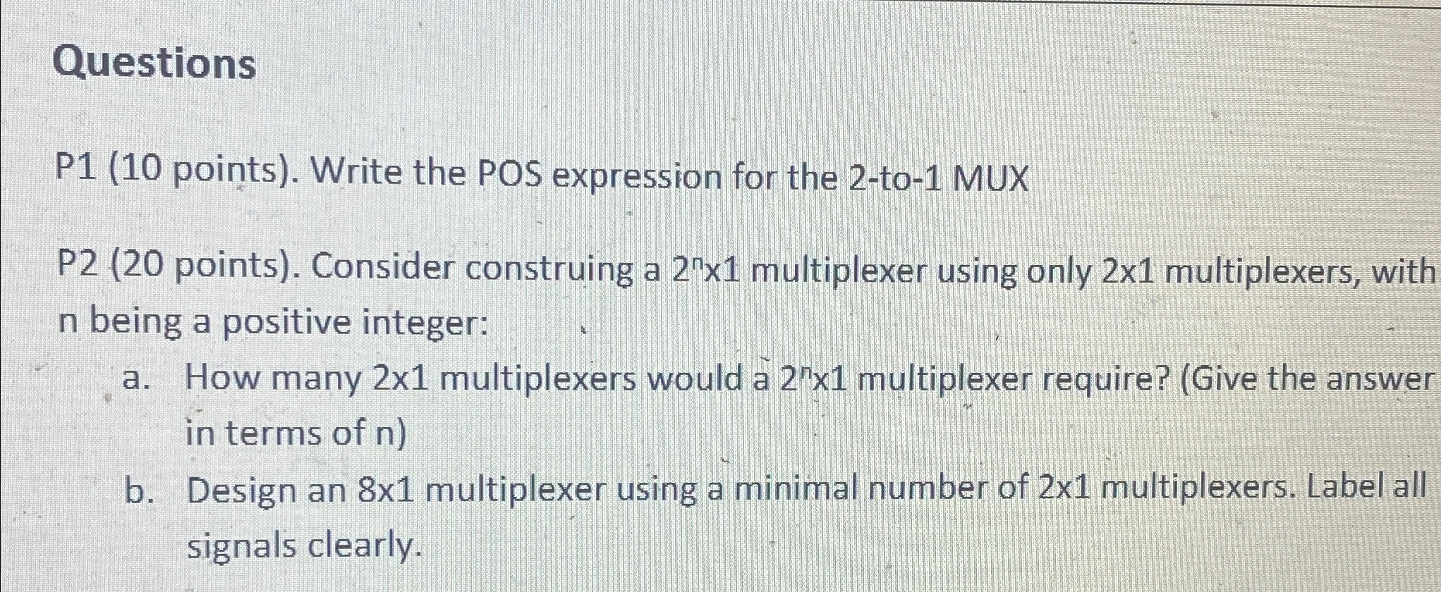 Solved QuestionsP1 (10 ﻿points). ﻿Write the POS expression | Chegg.com