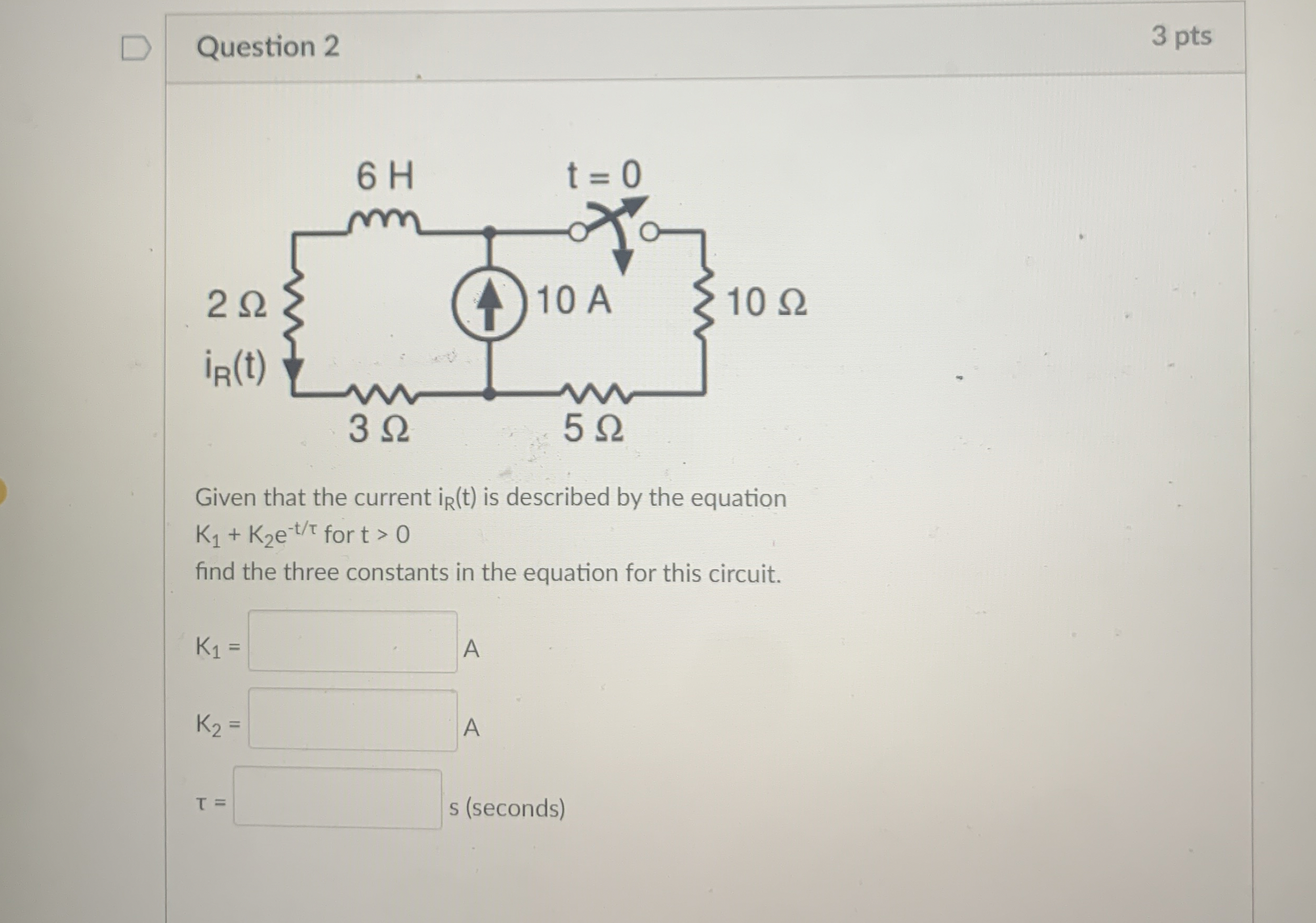 Solved Question 23 ﻿ptsGiven that the current iR(t) ﻿is | Chegg.com