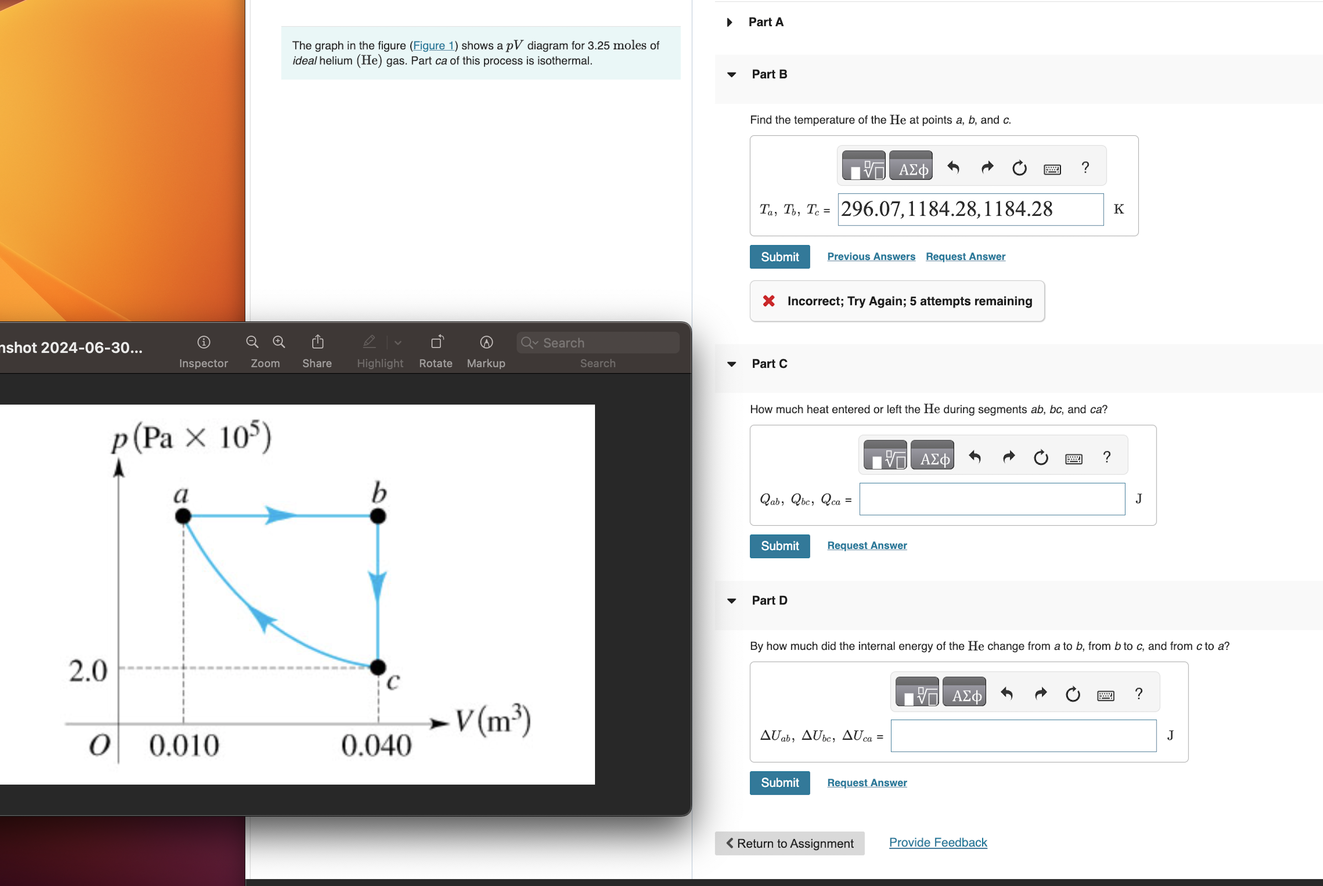 Solved Part B,C & D PLEASE!Part BFind the temperature of the | Chegg.com