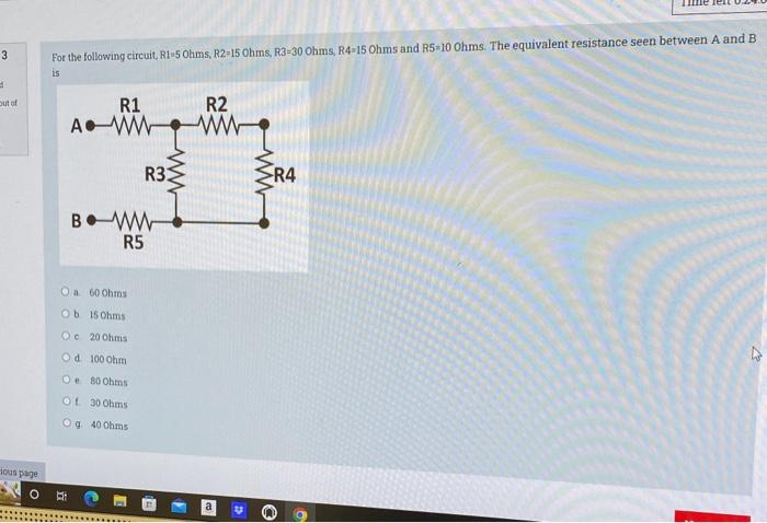 Solved For the following circuit, R1 5 Ohms, R2=15 Ohms, | Chegg.com