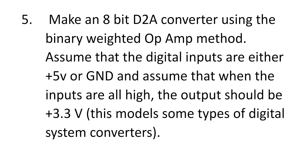 Make an 8 ﻿bit D2A converter using the binary | Chegg.com